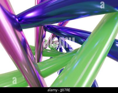 3d abstract metalic pipes connection intersection. 3d illustration ...