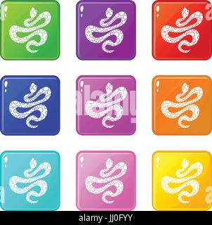 Black dotted snake icons set hexagon Stock Vector Image & Art - Alamy