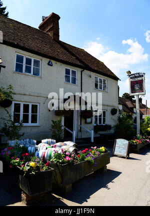 Traditional hanging pub sign at The Selborne Arms public house ...