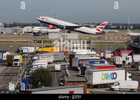 HEATHROW CARGO TERMINAL TRUCKS AND LORRIES Stock Photo - Alamy