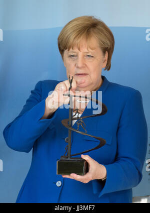 Kienbaum, Germany. 18th July, 2017. German Chancellor Angela Merkel ...