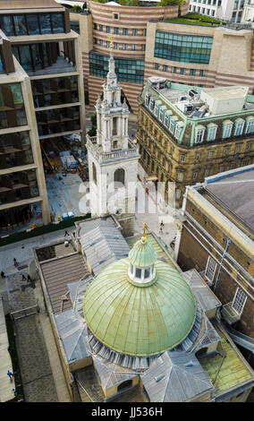 Iconic green dome by Sir Christopher Wren of St Stephen Walbrook Church ...