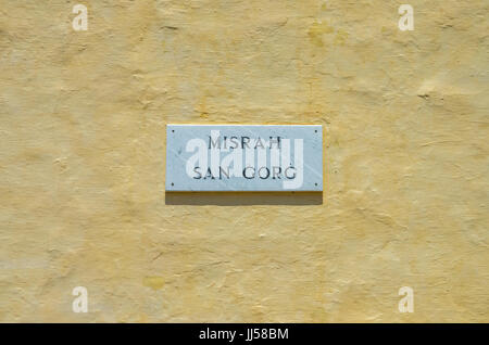 Malta, Valletta: Typical street name plaque mounted on a wall in the ...