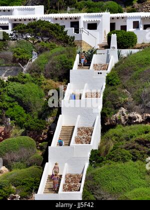 People walking up steps Cala morell Menorca Minorca Spain Stock Photo ...