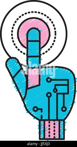 hand with finger touch and circuits digital connection Stock Vector ...
