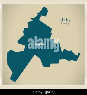 Modern Map - Leicestershire county with district borders UK ...