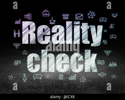 Finance concept: Reality Check in grunge dark room Stock Photo - Alamy