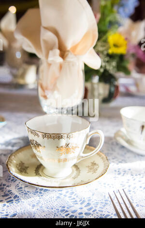 Yellow flowers details of the wedding table decorated with flowers ...