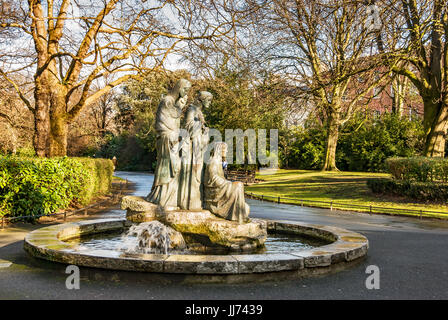 The fountain of The Three Fates. Fates statue. St. Stephen's Green ...