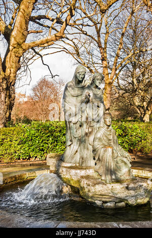 The fountain of The Three Fates. Fates statue. St. Stephen's Green ...