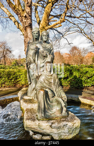 The fountain of The Three Fates. Fates statue. St. Stephen's Green ...