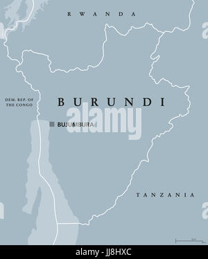 Burundi Political Map with capital Bujumbura, national borders ...