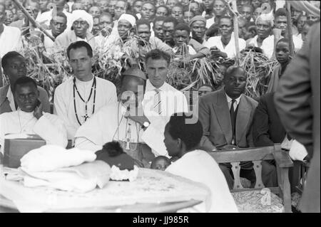 Cardinal Laurean Rugambwa, 1960, in Tanganyika. The Cardinal is being ...