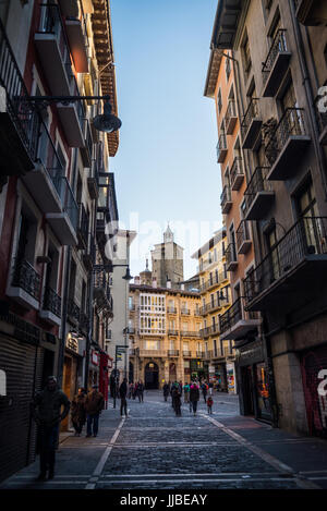 street of the Pamplona, Navarra, Spain, camido de Santiago Stock Photo ...
