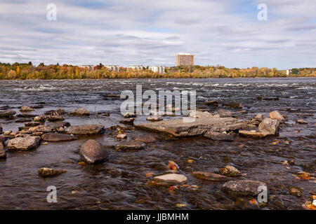 The Remic Rapids along the Ottawa River as seen from Bate Island in ...