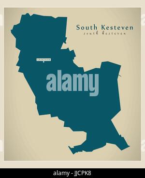 Modern Map - Lincolnshire county with district labels UK illustration ...