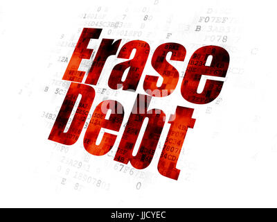 Finance concept: Erase Debt on Digital Data Paper background Stock ...