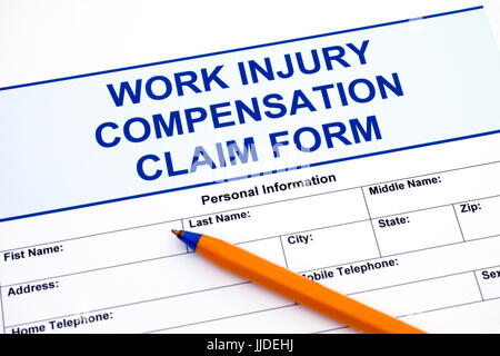 work injury claim form Stock Photo - Alamy