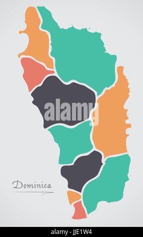 Map of Dominica with regions. Just a simple country border map with ...