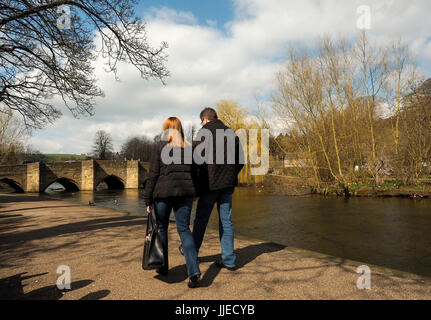 Footpath along the River Wye Bakewell, Derbyshire Peak District ...
