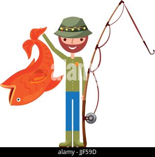 fisherman with big fish avatar character vector illustration design ...