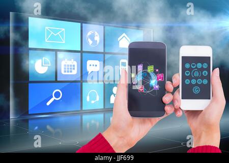 Digital composite of APPS - models with devices Stock Photo - Alamy
