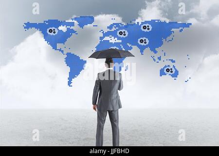 Digital composite of model + maps + backgrounds Stock Photo - Alamy