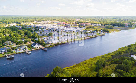 Aerial view on intercoastal waterway in Little River of South Carolina ...