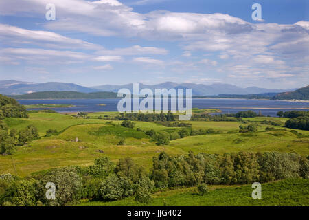 Summer view towards a distant Morvern hills from Saulmore, Oban, Argyll ...
