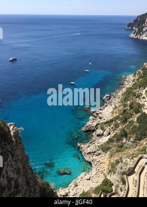 Capri island, Italy. Vertical coastal landscape with yachts and ...