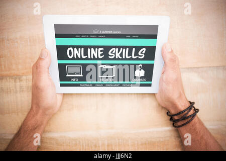 Composite 3d image of illustration of e-learning interface on screen ...