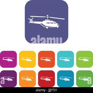 Rescue helicopter icons set simple vector. Air engine. Fast force Stock ...