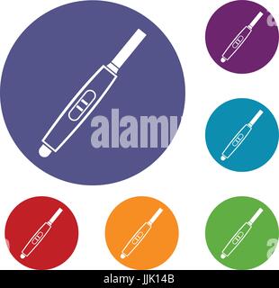 Pregnancy test with positive pregnant icons set vector color Stock ...
