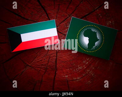 Kuwaiti flag with African Union flag isolated on black background Stock ...
