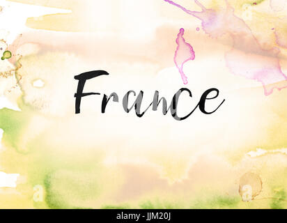 The word French concept and theme written in black ink on a colorful ...