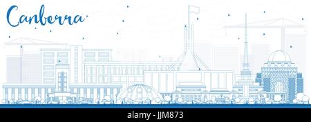 Australia, Canberra architecture line skyline illustration. Linear ...
