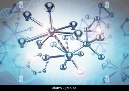 3d rendering blue metal molecule structure on white background Stock ...