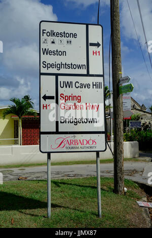 Directions Signpost Barbados, Caribbean Stock Photo - Alamy