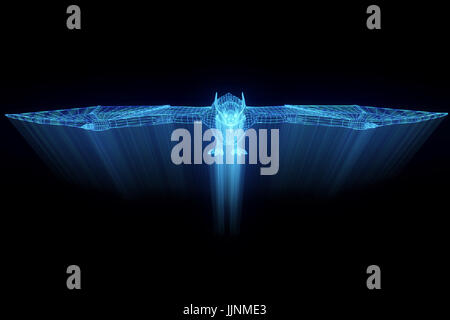 Dragon in Hologram Wireframe Style. Nice 3D Rendering Stock Photo - Alamy