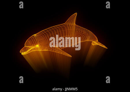 Dolphin in Hologram Wireframe Style. Nice 3D Rendering Stock Photo - Alamy