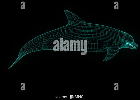 Dolphin in Hologram Wireframe Style. Nice 3D Rendering Stock Photo - Alamy
