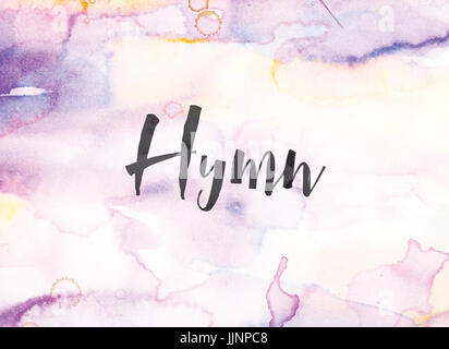 The word Hymn concept and theme painted in black ink on a watercolor ...
