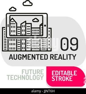 computer simulation of building icon vector outline illustration Stock ...