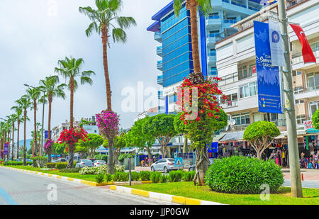ALANYA, TURKEY - MAY 9, 2017: The Ataturk Boulevard is the central ...