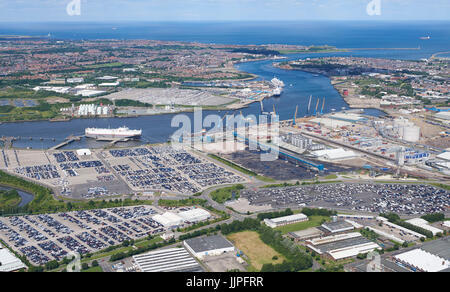 An aerial view from the Port of Tyne at Newcastle, looking towards ...