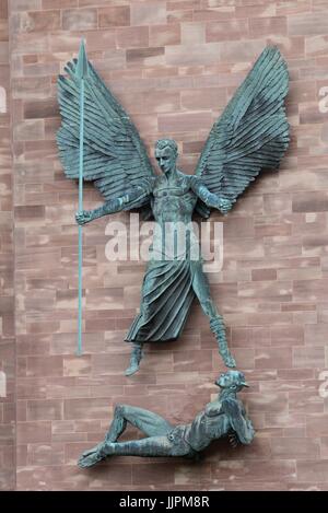 St Michael and the Devil sculpture New Coventry Cathedral Stock Photo ...