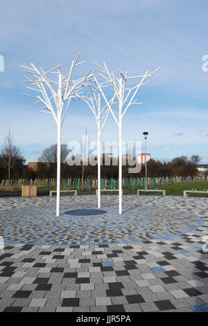 Cuningar Loop Bridge, at Cuningar Woodland Park, Glasgow Stock Photo ...