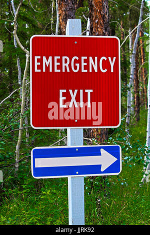 Am angled view of an emergency exit sign Stock Photo - Alamy