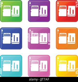 Both sides of SD memory card icons set Stock Vector Image & Art - Alamy