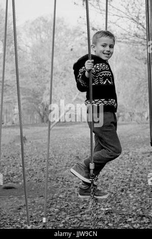 rope ladder on the playground in winter. rope ladder fragment. rope ...